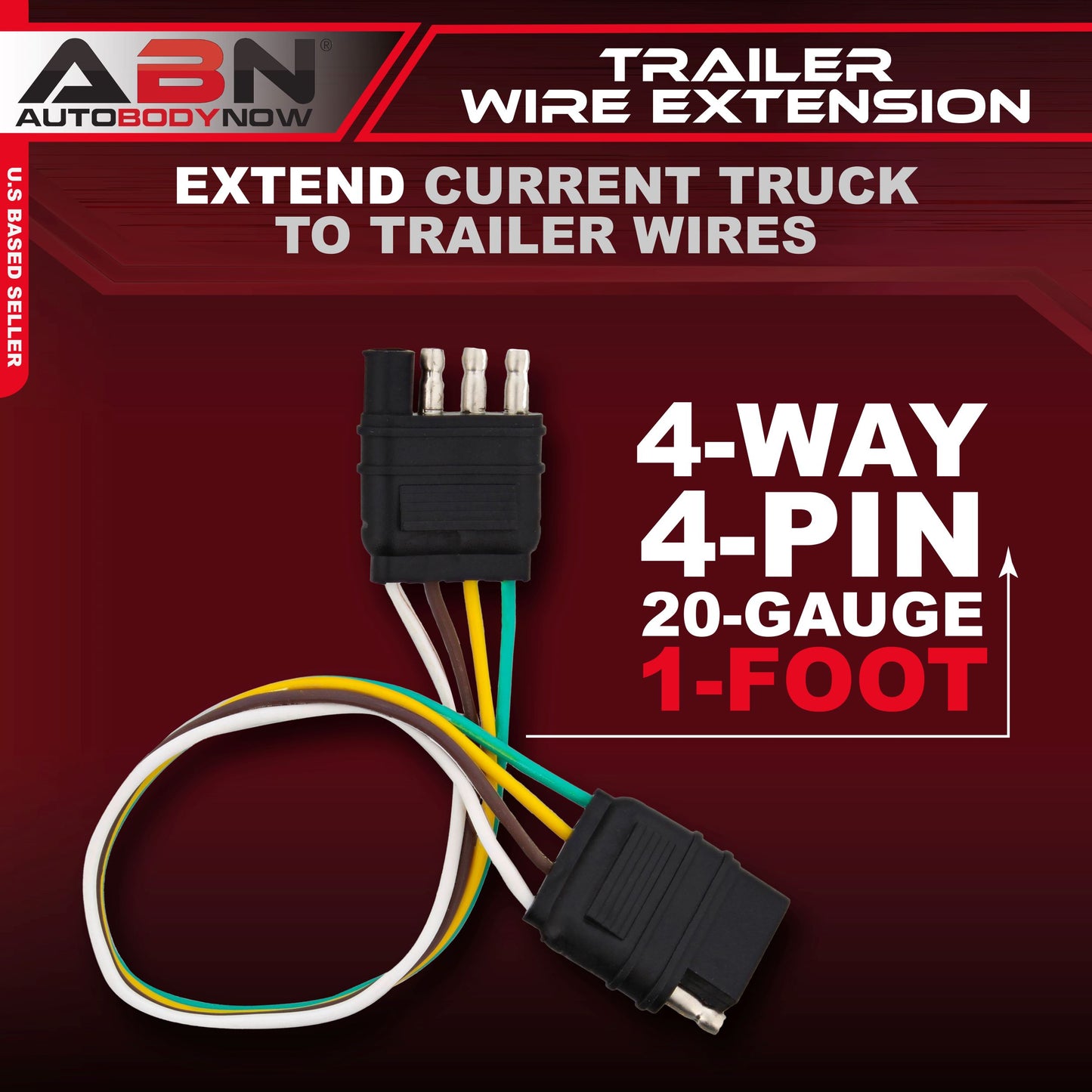Trailer Wire Extension, 4-Way 4-Pin Plug Flat Trailer Wiring Harness A ...