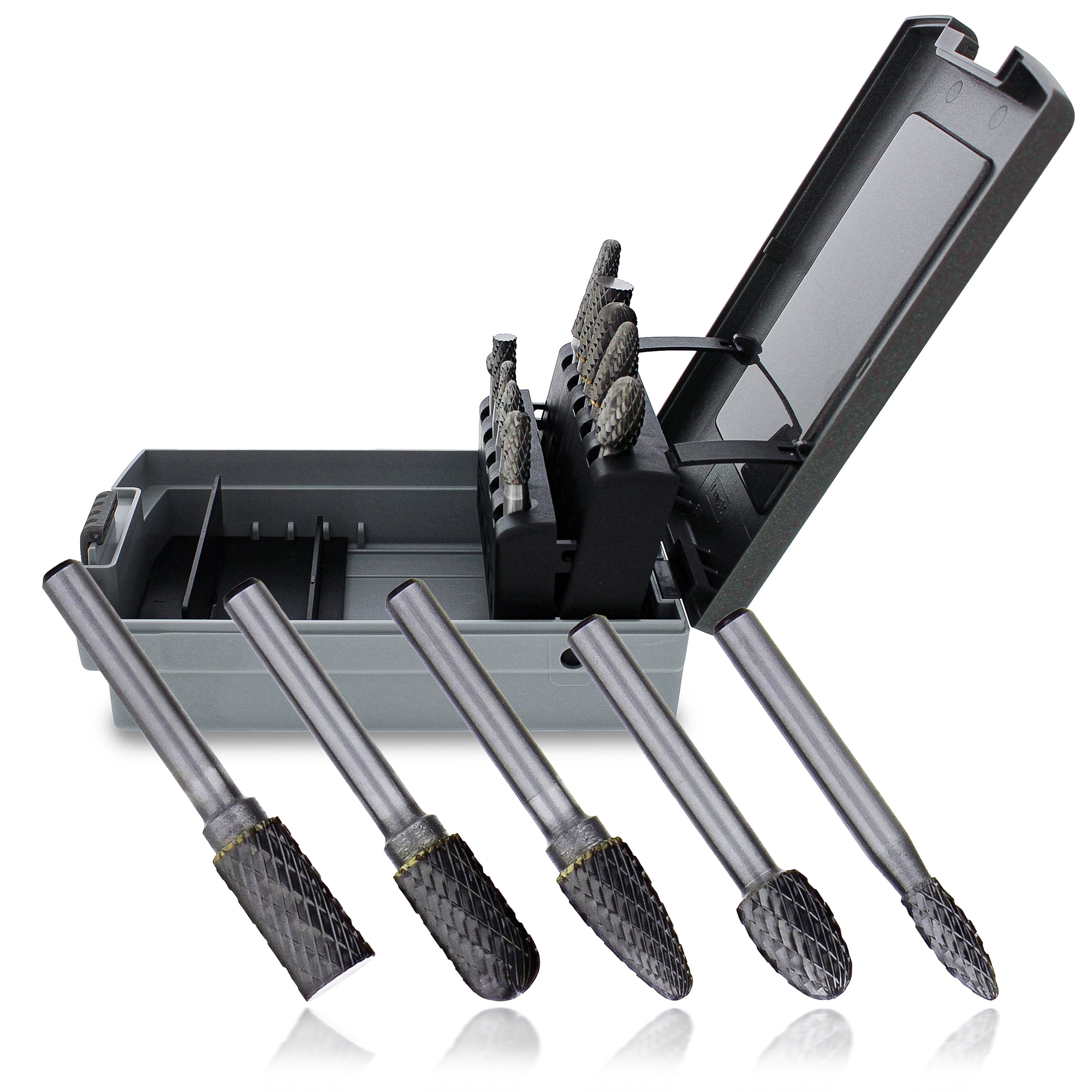 Double Cut Rotary Burr Set 10pc - 1/4in Tungsten Carbide Cutting Burs ...