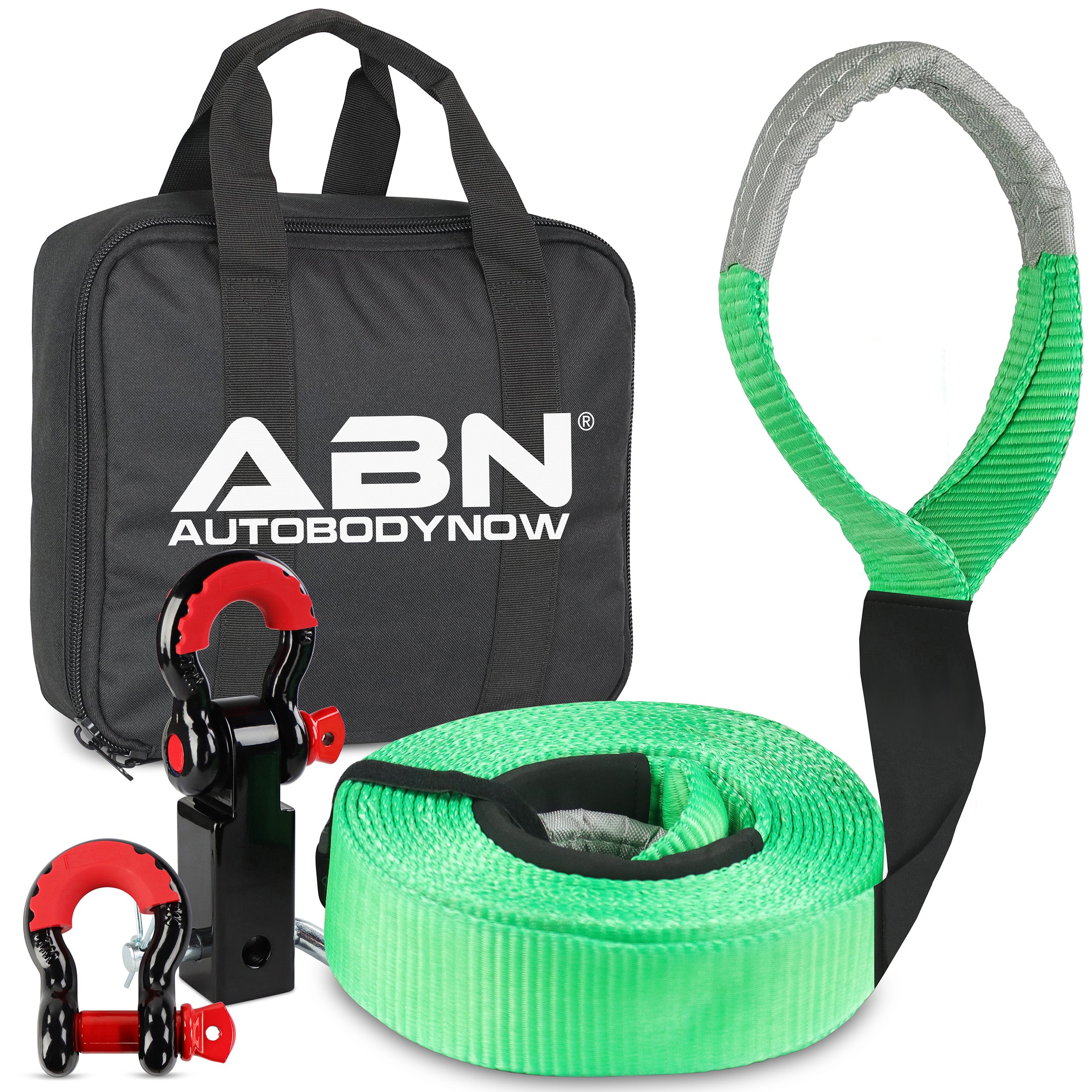 3inx30ft Tow Recovery Strap with Tow Strap Shackles and Hitch Receiver ...