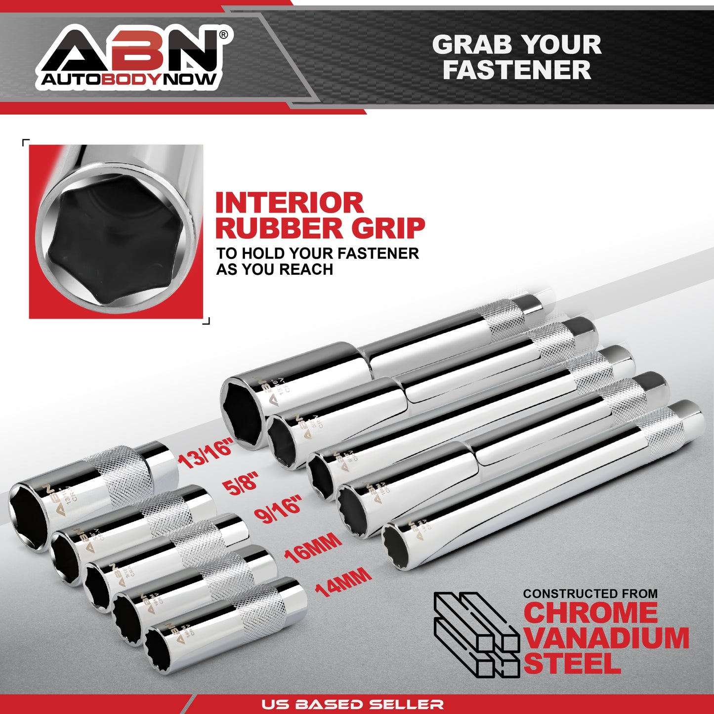 ABN Extra Deep Well Socket Set - 3/8in Drive Extended 6 and 12 Point S ...