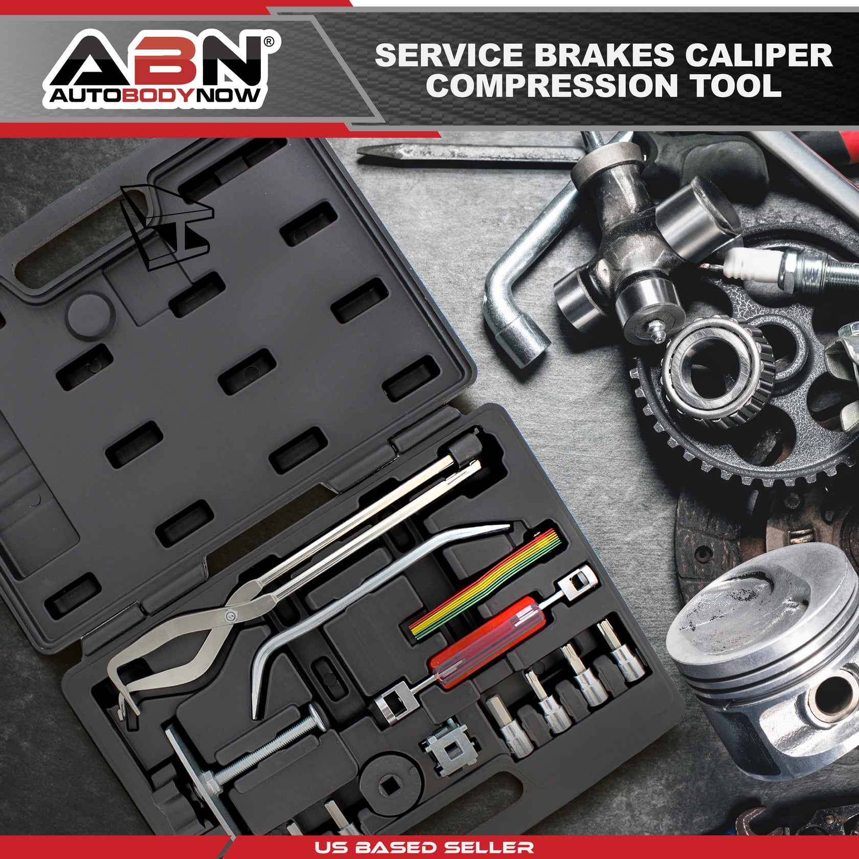 Brake Tools 15pc Brake Kit with Brake Caliper Tool & Brake Drum Puller ...