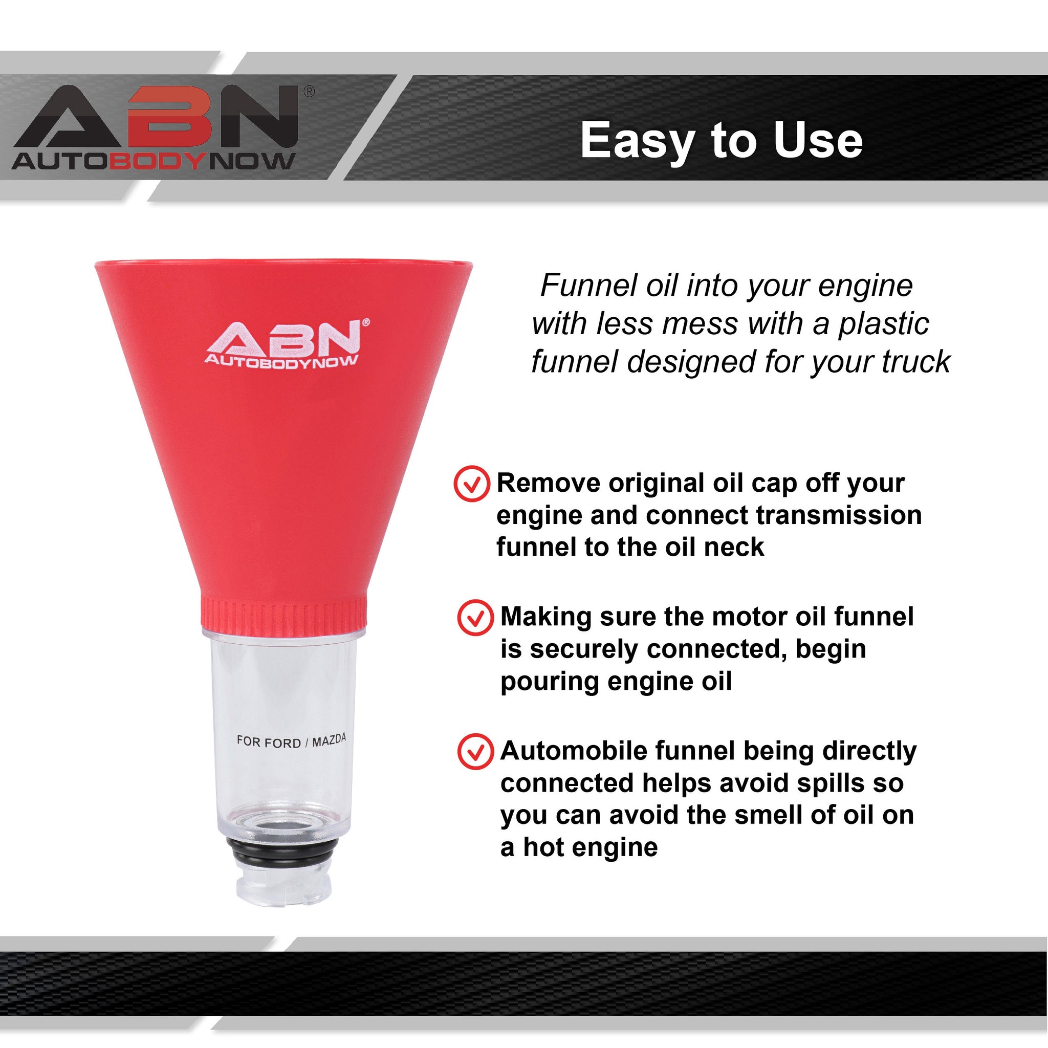 Automotive Funnel - Engine Oil Funnel Directly Attaches to Engine ABN ...