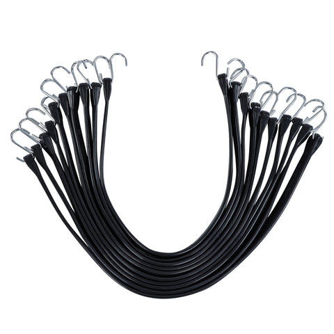 EPDM Rubber Straps with Hooks - Black Rubber Bungee Cords, 10Pk ABN Ti